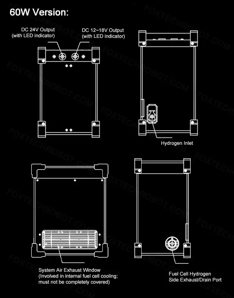 HydroStack 60W Portable High Density Hydrogen Fuel Cell Power System ...