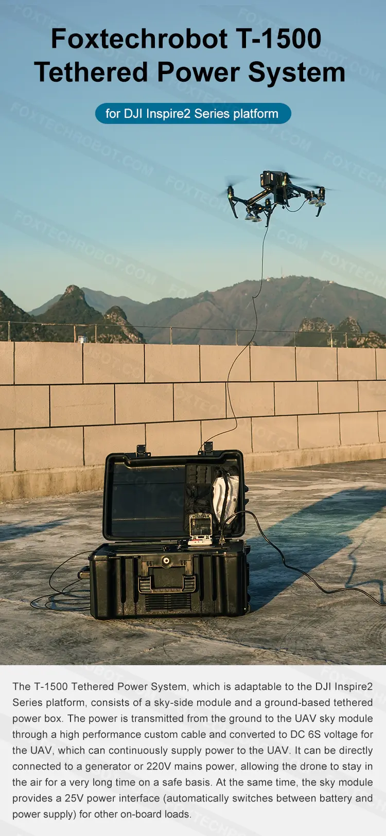 Foxtechrobot T-1500 Tethered Power System Adapted to DJI Inspire2 ...